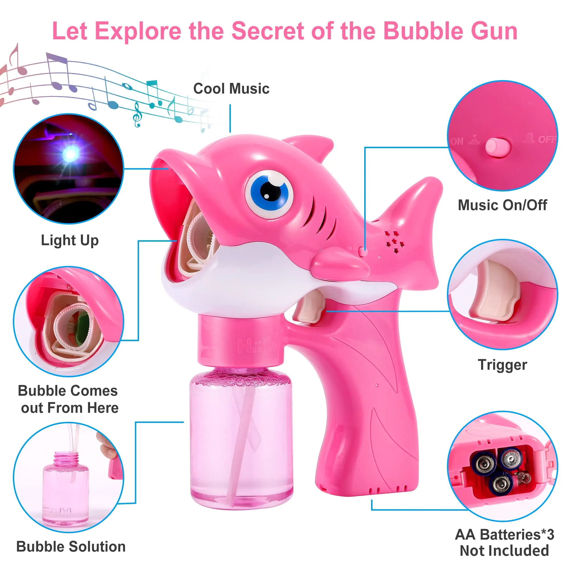 Shark Bubble Gun With Light And Music Bubble Maker Bubble Blower For ...