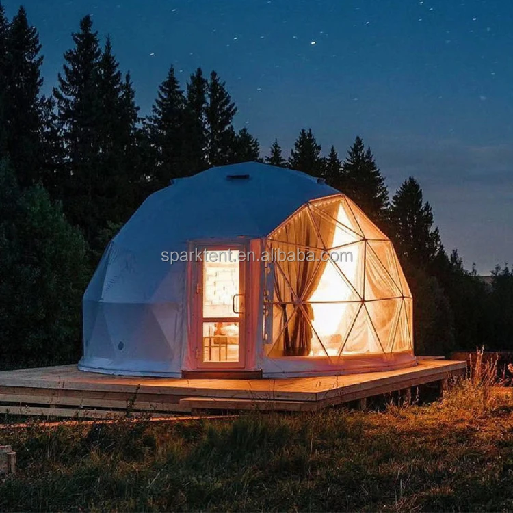 Outdoor Half Geodesic Dome Tent Glamping With Glass Viewing Windows ...