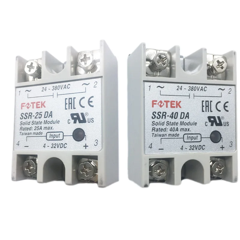 Fotek Ssr-40da 40a Dc Control Ac Input 4~32vdc Output 24~380vac Zero Crossing Single-phase Solid ...