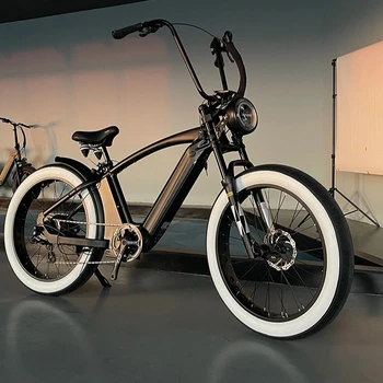 2024 Retro 7 Speed 26" Fat Tire Chopper Electric City Bicycle 1500w 48v ...