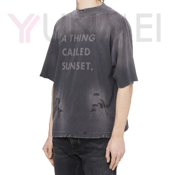 Custom Oversize Acid Wash Sun Fade Bleached Boxy T Shirt