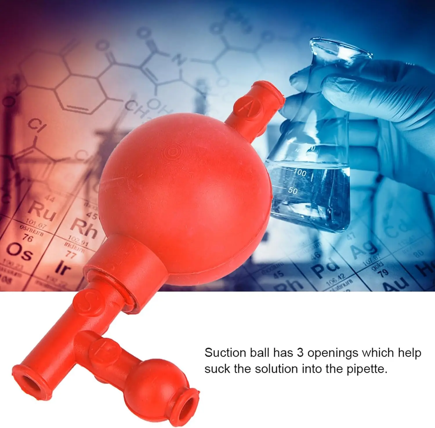 With 3 Openings Red Pipetting Ball Quantitative Suction Bulb Rubber ...