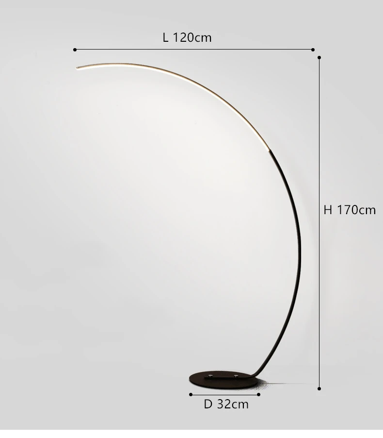 Nordic Arc Shape Floor Lamp Modern Led Dimmable Remote Control Standing ...
