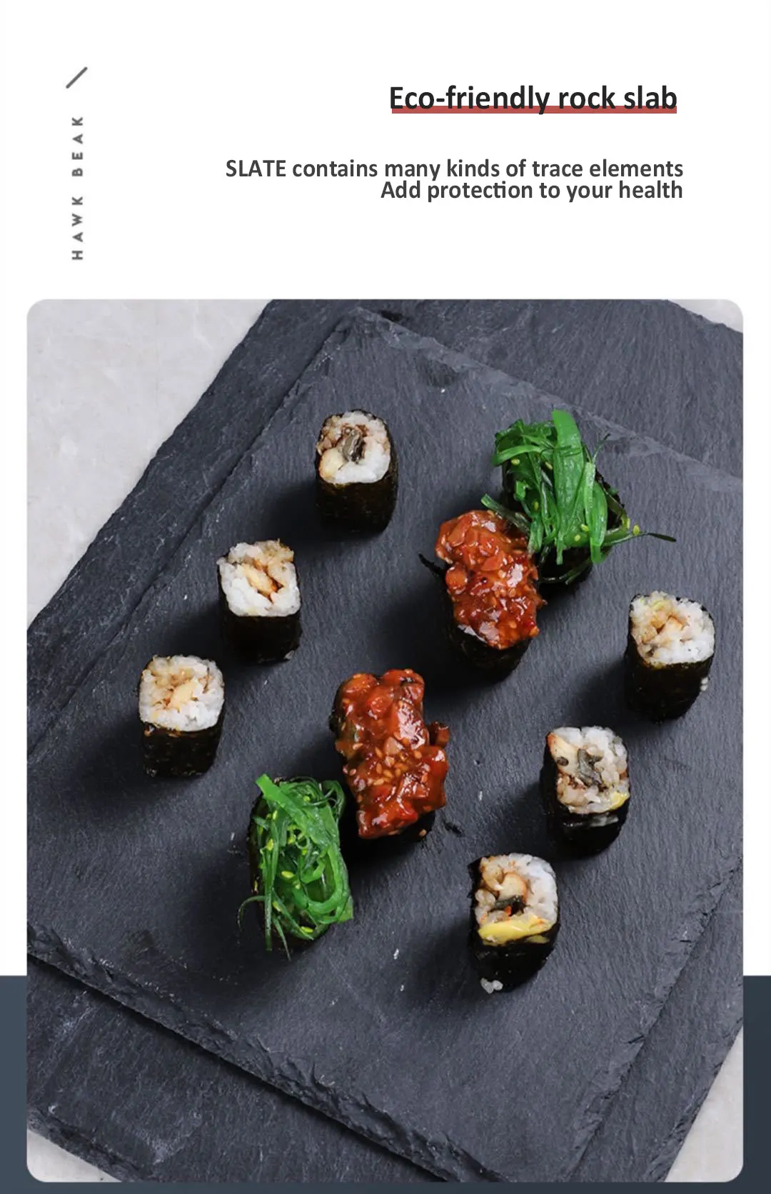 European Style Japanese BBQ Rock Slab Steak Sushi Plate Black Natural ...