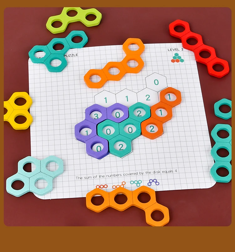 Hot New Wooden Honeycomb Toys Hexagonal Number Matching Puzzle Children's Calculation Number ...