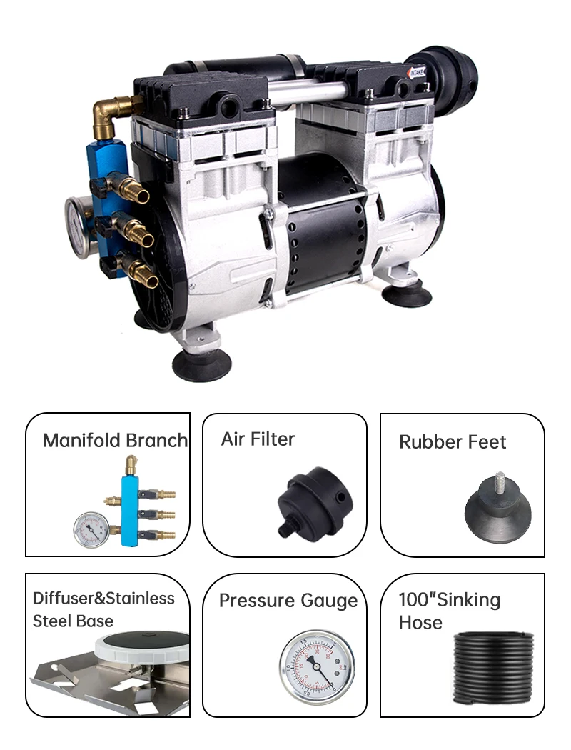 HCEM Mini Portable air Compressor 750W 220V Low Noise for Fish Farm air ...