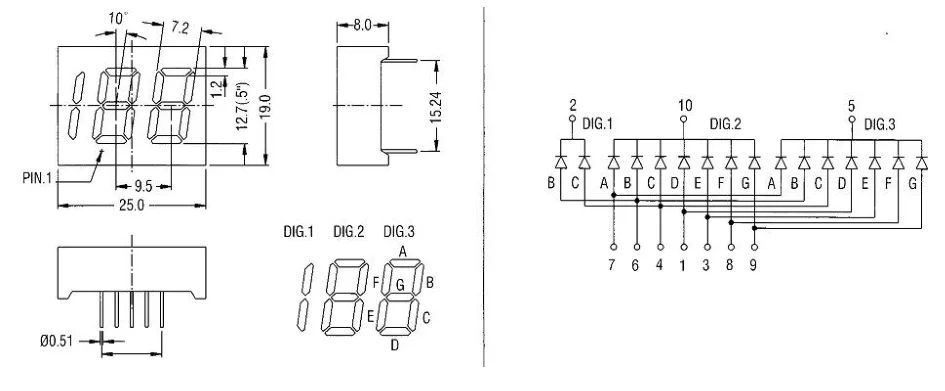 HOUKEM 188 Led Seven Segment Display Red 0.5 Inch 2.5 Digit