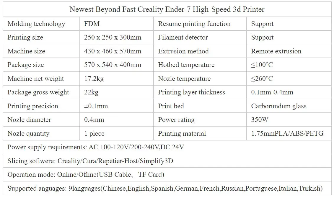 Creality Ender-7 High Speed 3d Printer Ender7 Metal Structure Core-xy ...