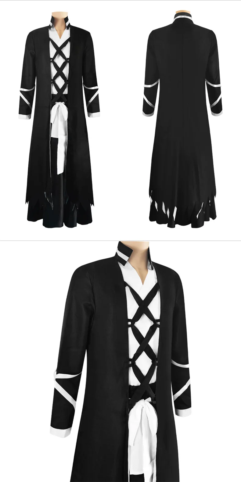 Anime Bleach Kurosaki Ichigo Cosplay Costume Black Kimono Uniform ...