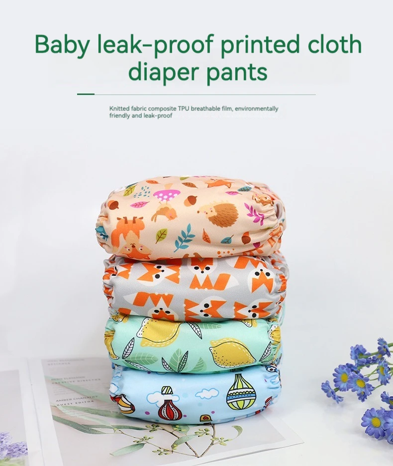 Best-selling Baby Washable Diaper Pants Printed Leakproof Cloth Diaper ...