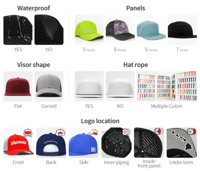 HS41 White Custom Embroidered Logo Women Men Golf Hat