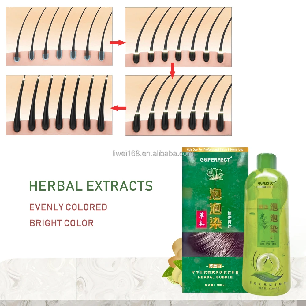 Ammonia Free Herbal Bubble Dye Shampoo Fast Bubble Black Hair Dye ...