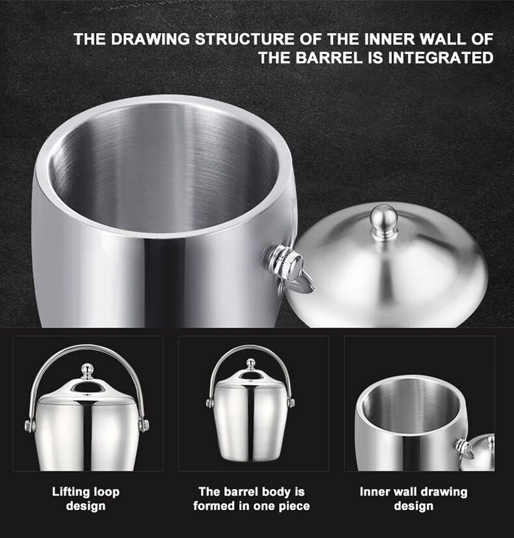 1.2L & 2L Stainless Steel Ice Buckets - Perfect for Home Bar