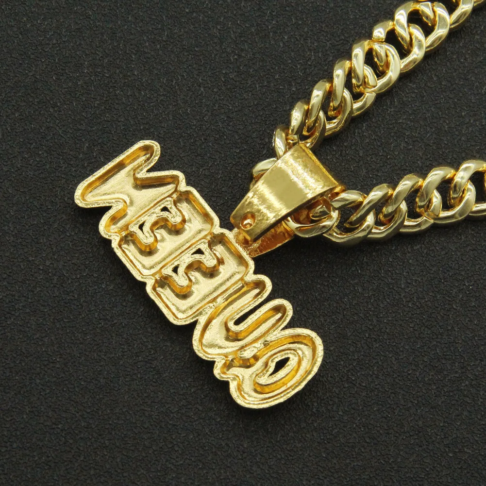 Men Women Hip Hop Bling Letter KING QUEEN Pendant Necklaces