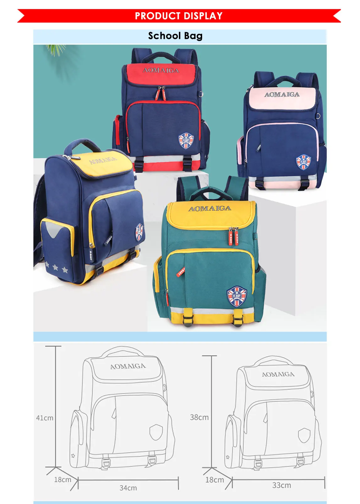 Foska Good Quality Kids Teenager Oxford Big Volume School Bag Girl Boy ...