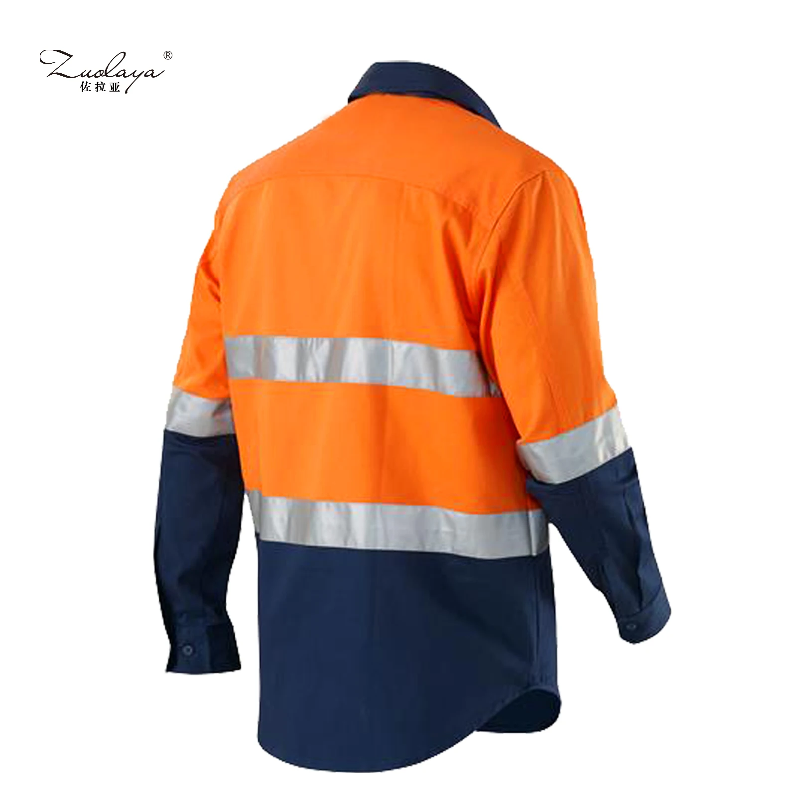 Construction Reflective Clothing 100% Cotton Fabric Custom Hi Vis Long ...