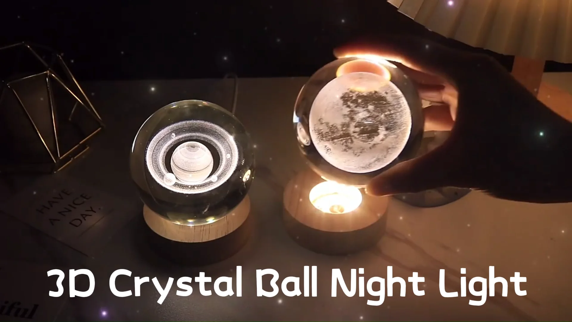 Newish Creative Gifts 3d Saturn Crystal Ball Lamp Transparent Removable ...