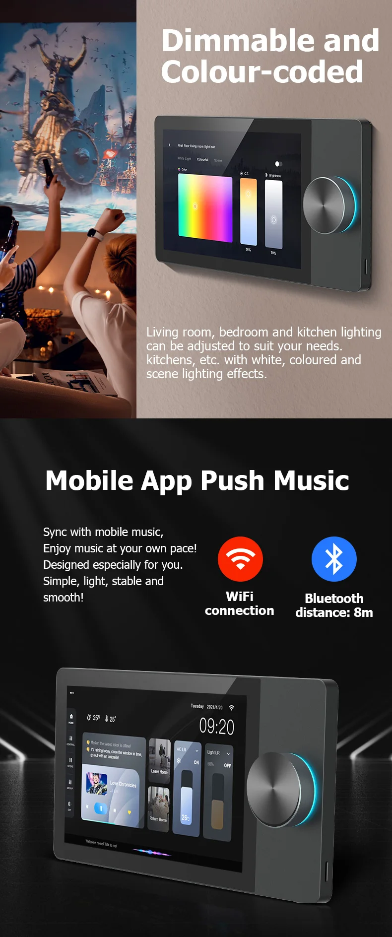 Smart Home Control Panel Tuya Zigbee Touch Screen 8 Inch Multi-functional Wifi Home Background ...