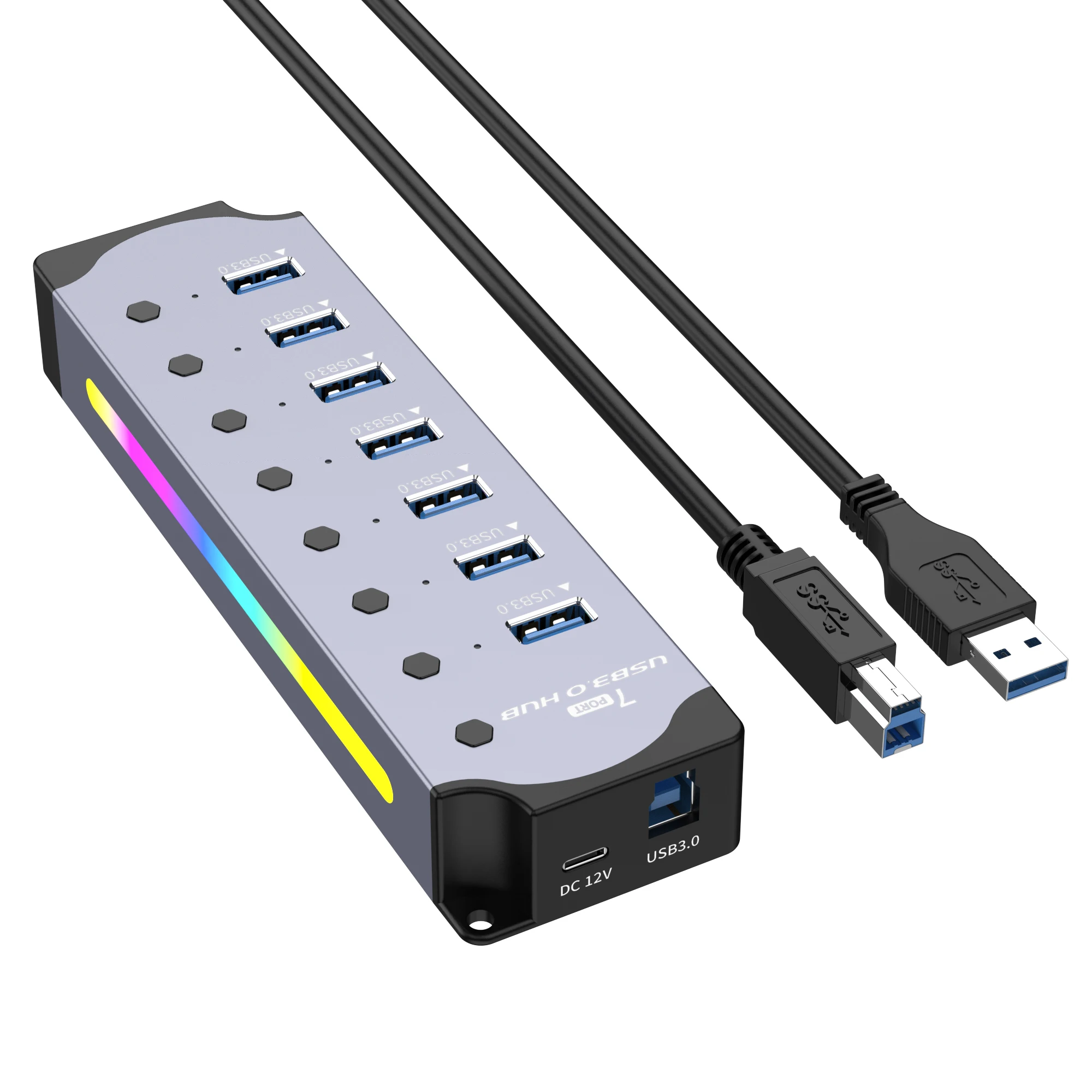 Portable Aluminium Rgb Splitter 7 In 1 Adapter Type C 3.0 Usb Hubs ...