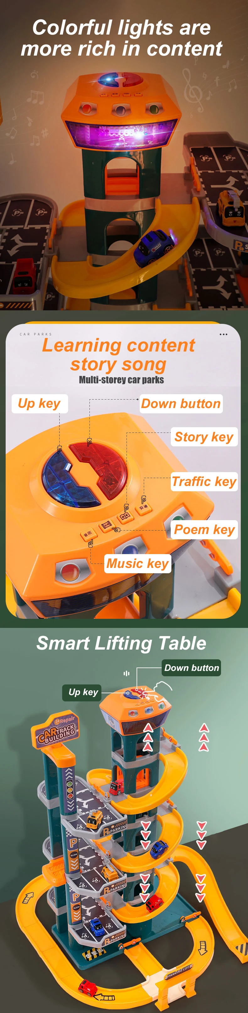 Electric Multilayer Car Parking Lot Track Toy Set for Kids