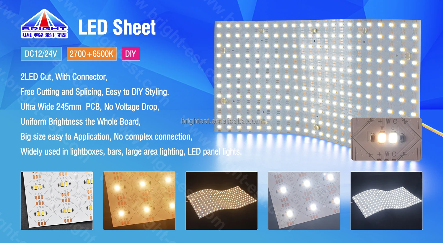 DC24V Flexible LED Sheet Lights - Tunable, Efficient