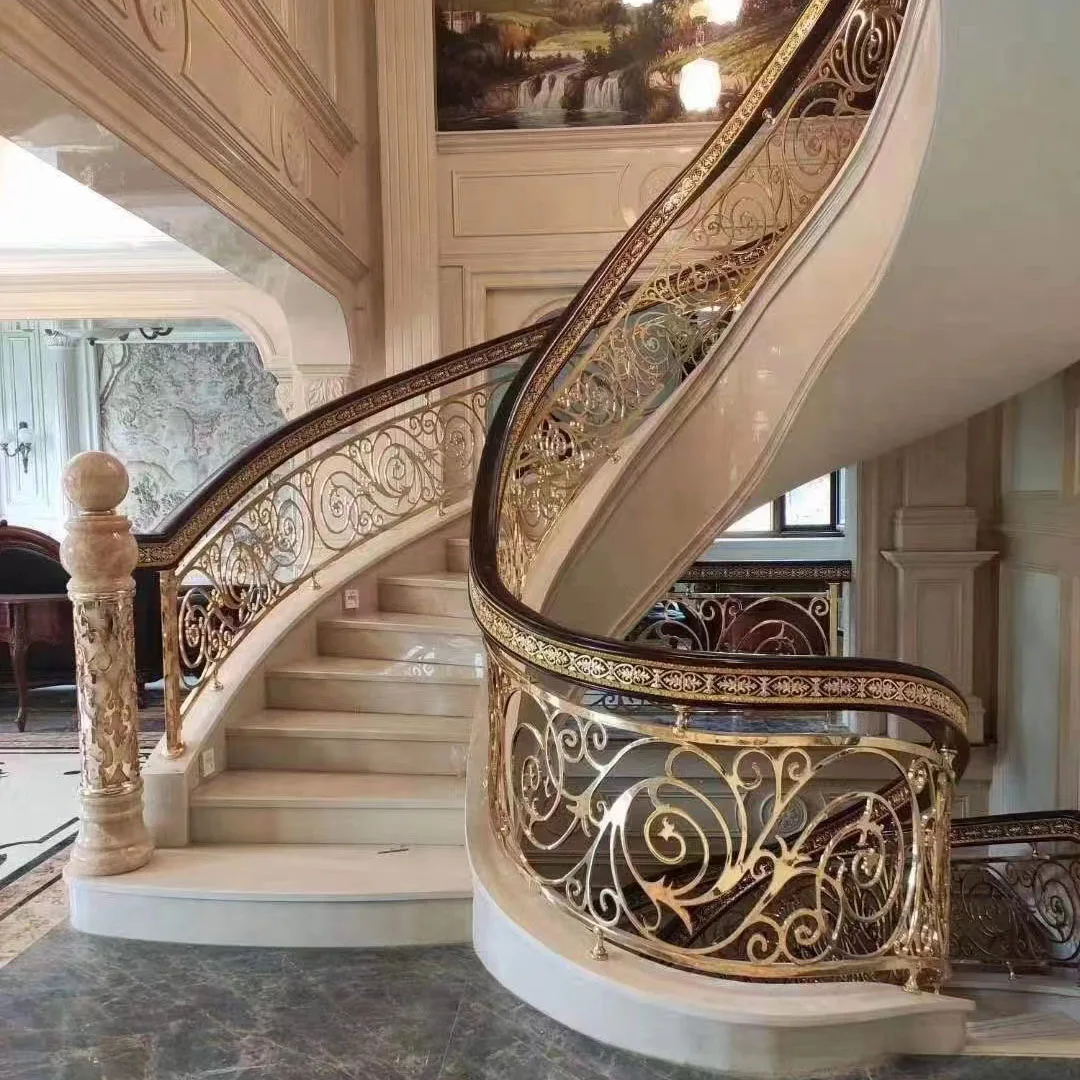 High End Carved Staircase Handrail - European Luxury Villa