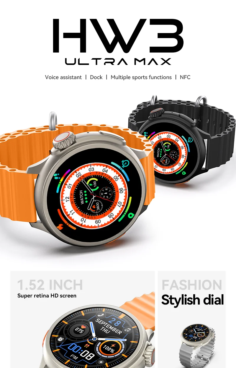 Hw3 Ultra Max 2024 Round Female Smartwatch 1.52-inch Montre Reloj ...