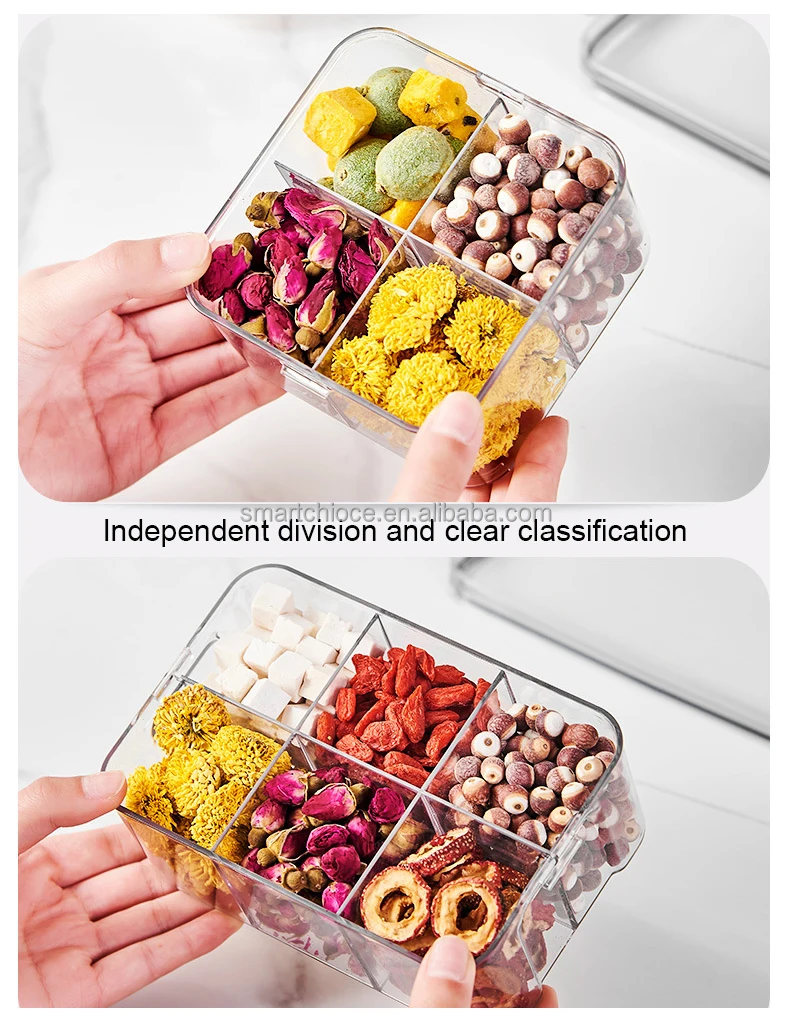 670ml 4 Grids Divided Stackable Storage Tank Grain Miscellaneous Grain ...