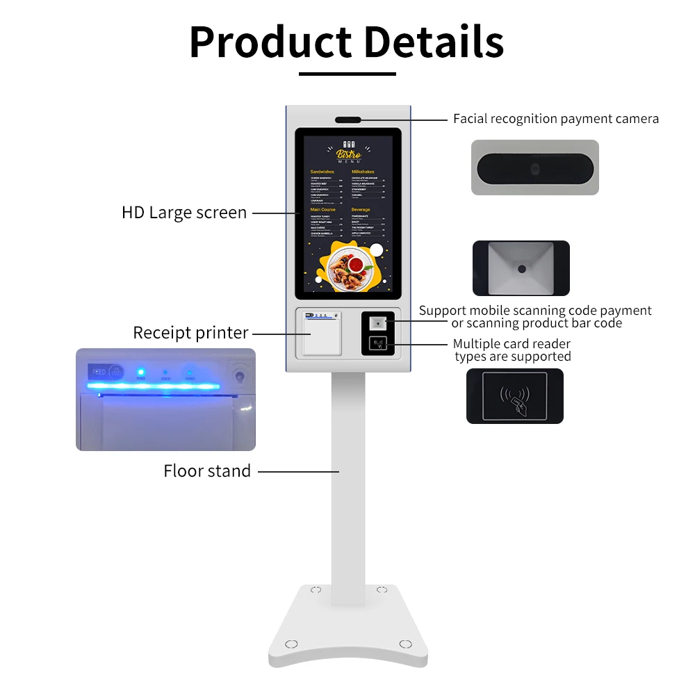 Self Service Cash Register Kiosk 23.8 Inch Android System Self Service ...