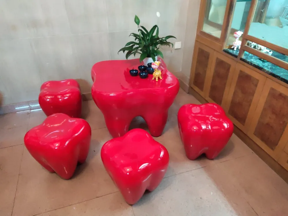 Tooth Shape Fiberglass Chair Set for Dental Clinics - Unique Waiting ...