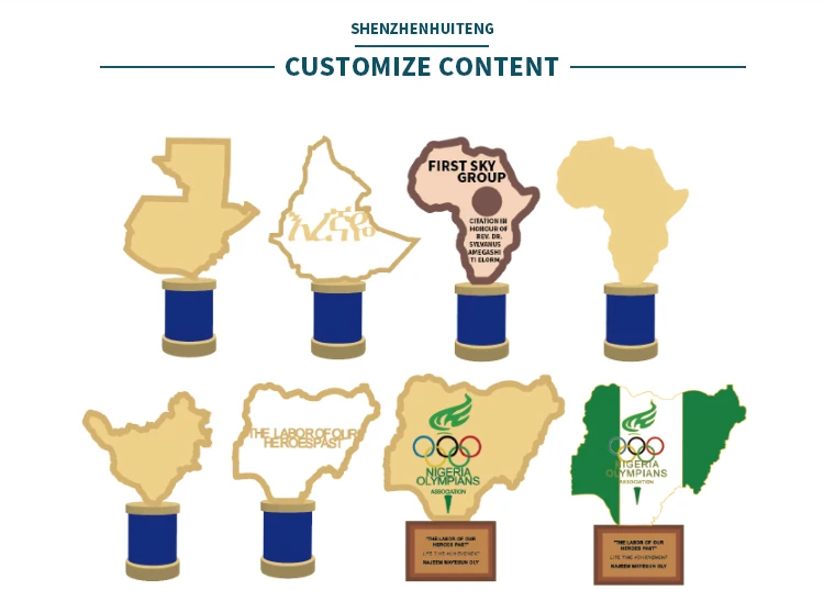 Representative Commemorative Map Trophy Metal Logo Custom Trophy Medal ...