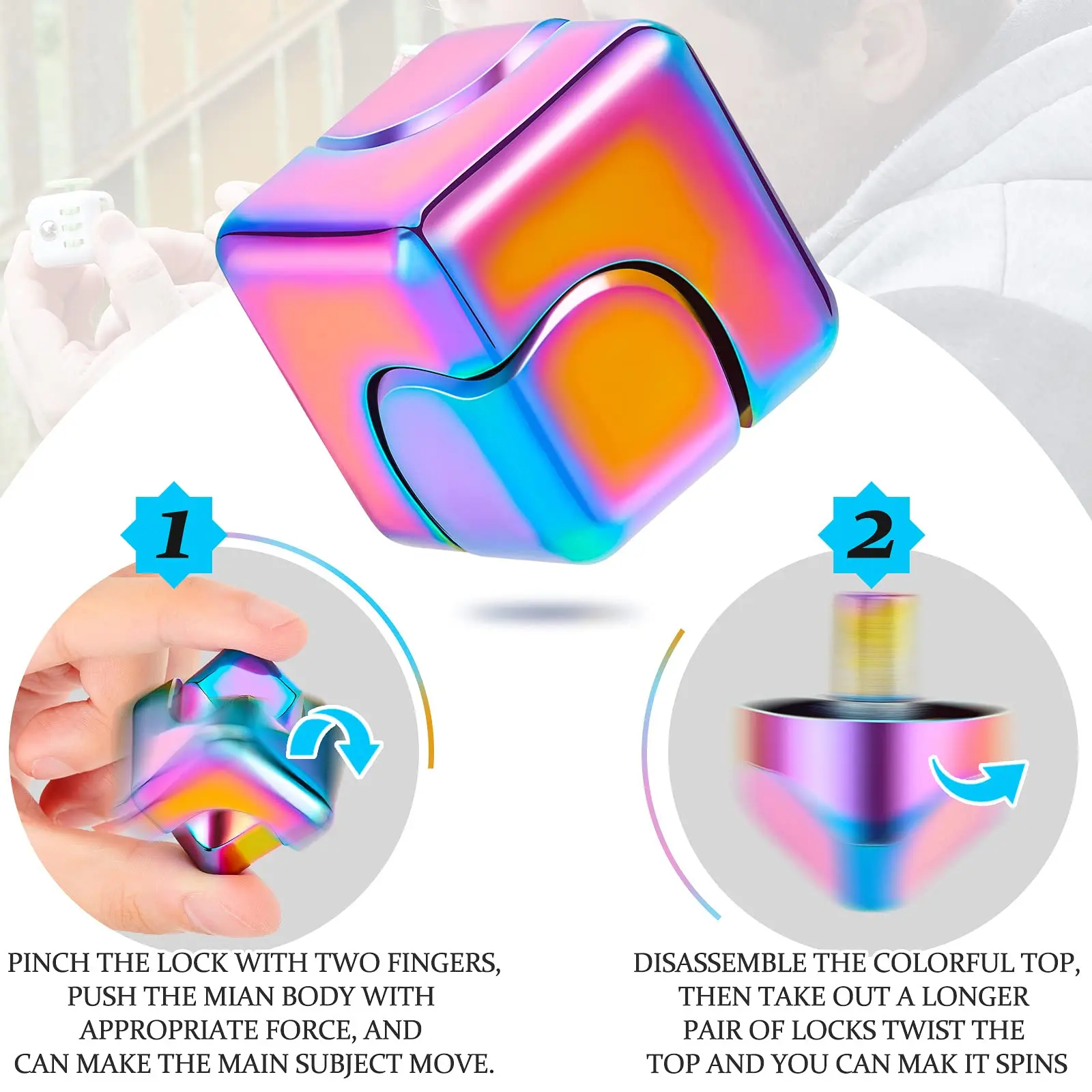 Premium Quality Anti-anxiety Metallic Focus Finger Cube Top Desktop ...