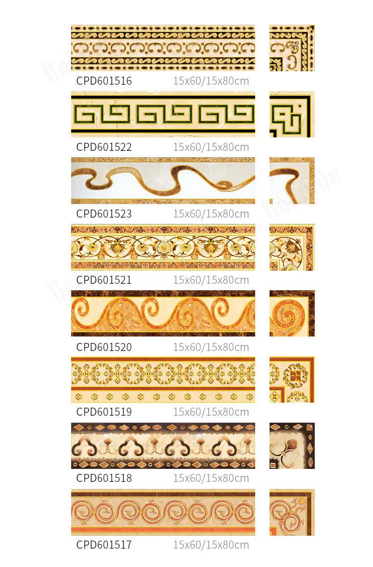 Golden Decoration Skirting Ceramic Border Tiles by Bolande