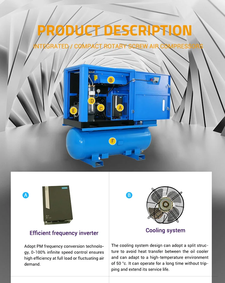 7.5kw 4-In-1 Electric Combined Air Screw Compressor High Quality Laser ...