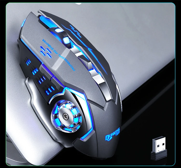 Portable Rechargeable Silent 2.4G Usb Optical 6D Computer RGB Led ...