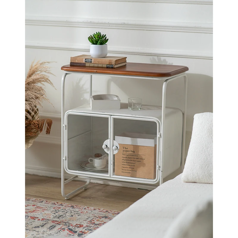 Beautiful design kitchen iron frame storage cabinet retro accept glass ...