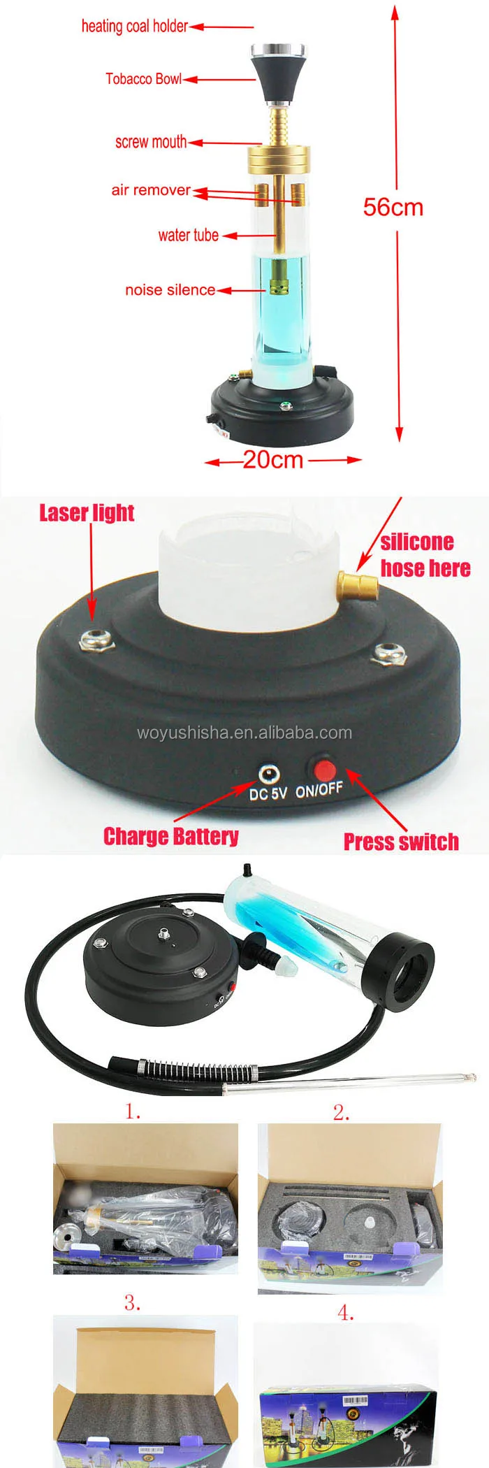 Laser Beam Hookah Set - Modern Acrylic Shisha Experience