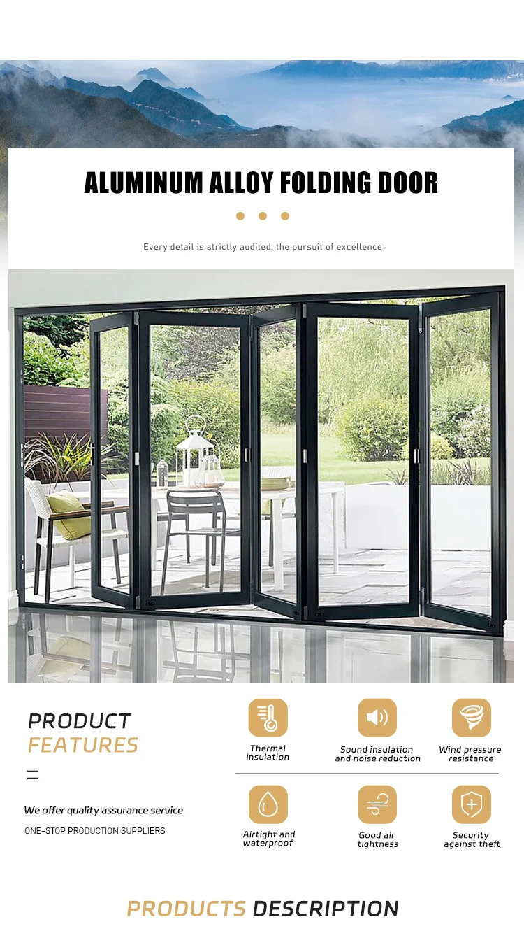 Modern New Design Vertical Folding Exterior Bifold Doors For Outside ...
