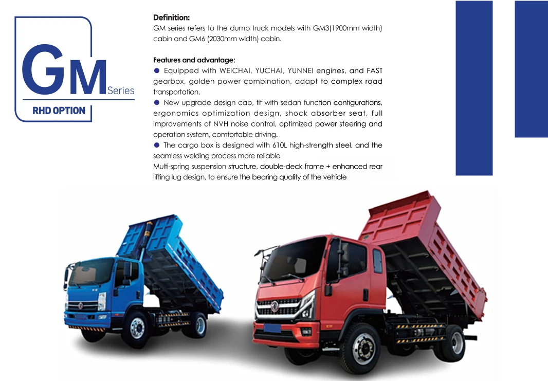 Dongfeng Weichal Engine YUCHAI Engine FAST Gearbox 6tons Euro2 Dumper Truck