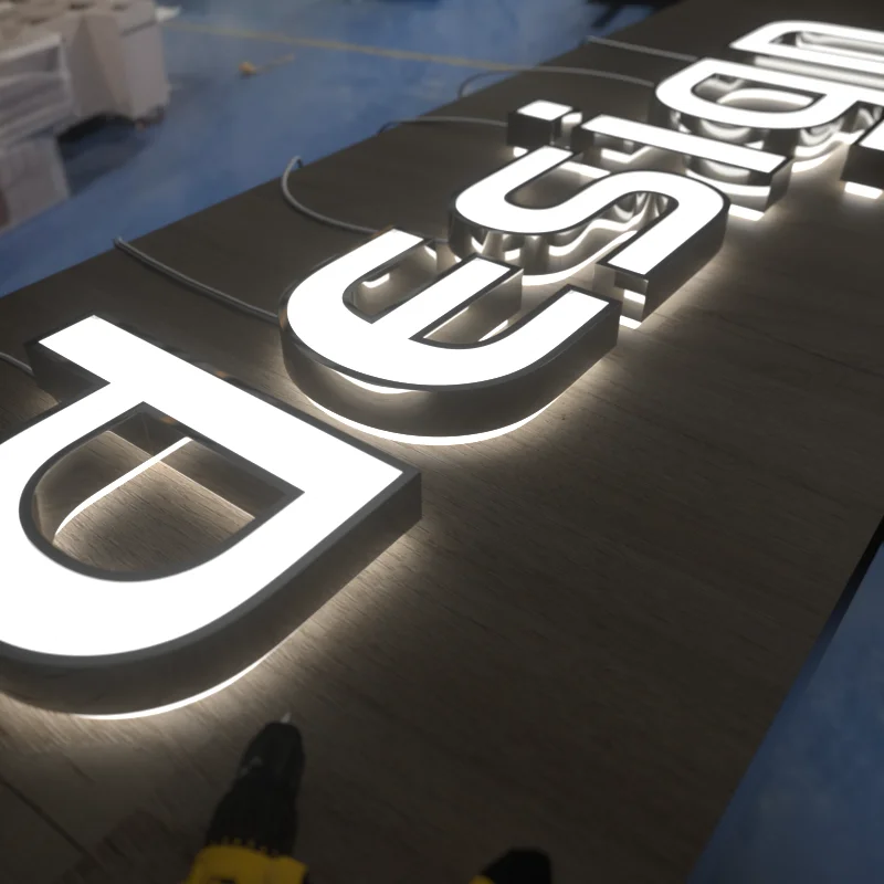 Ezd Customizable Stainless Steel Light Led Signs Business Sign Logo ...