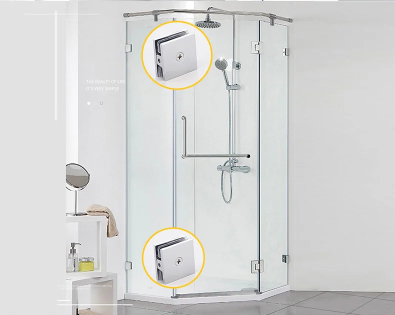Square Glass Fixing Clip - Adjustable Shower Room Holder