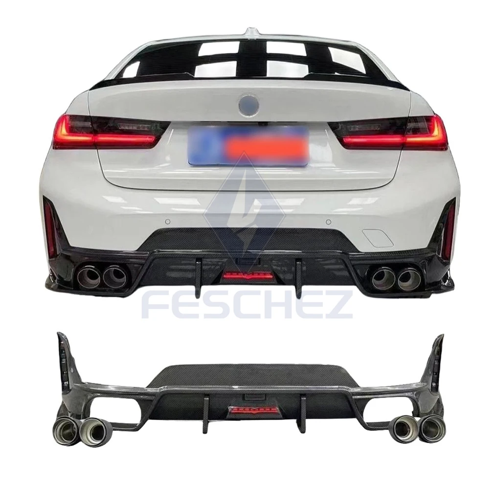 Carbon Fiber Rear Bumper Led Diffuser Td Style For Bmw G20 G21 Lci 2022 ...