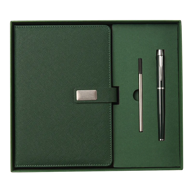 Personalized Leather Notebook & Pen Gift Set with Custom Logo - OEM