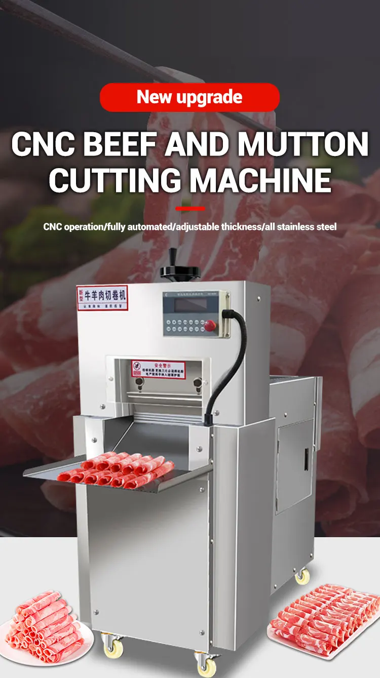 Automatic Frozen Meat Slice Slicer Mutton Beef Roll Cutter Machine ...