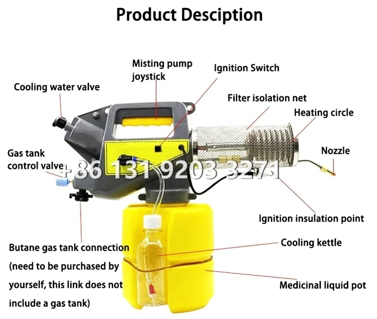 Portable Disinfection Sprayer 2l Butane Gas Fog Sterilization Fogging ...
