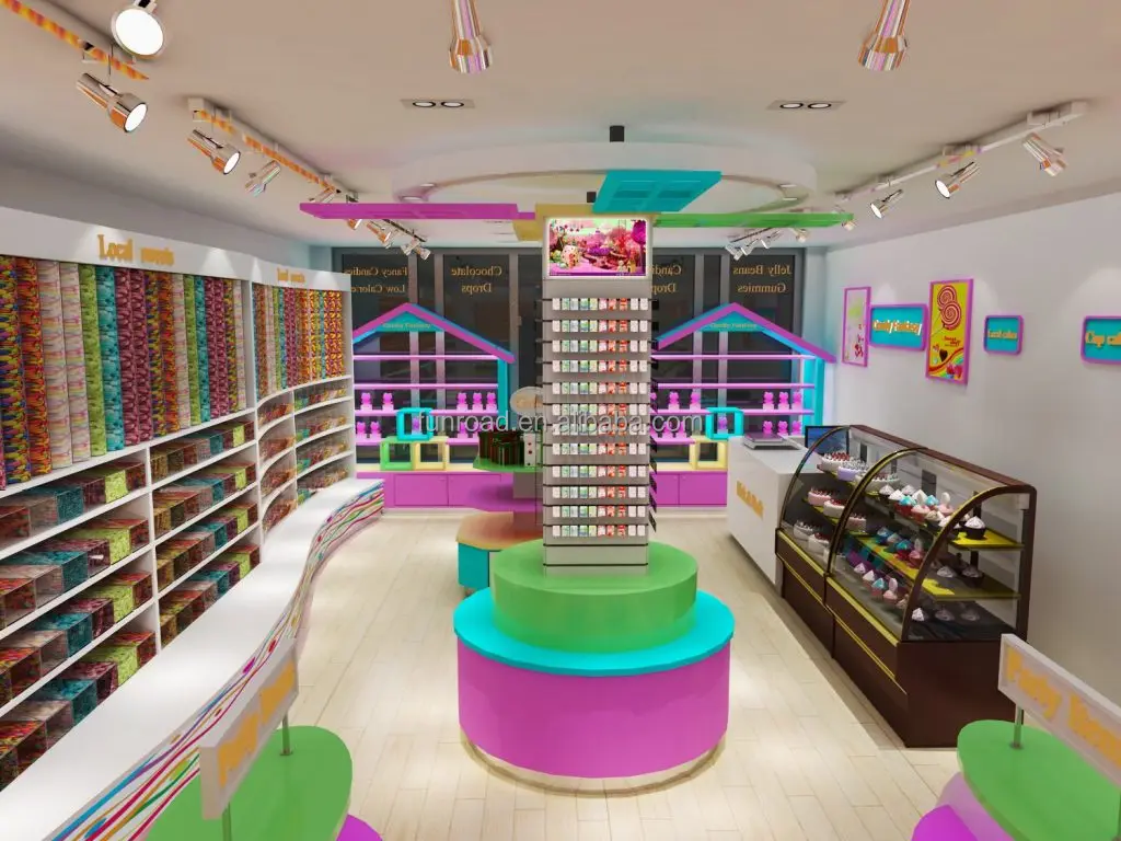 Candy Shop Interior Design Sweet Shop Display Stand Wooden Candy Store ...