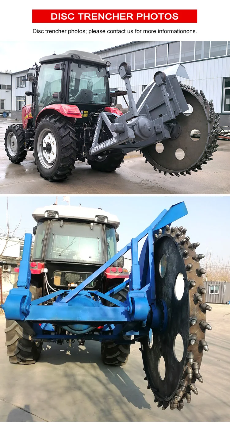 Tractor Drive Disc Trencher Laying Underground Cables Machine Rock ...