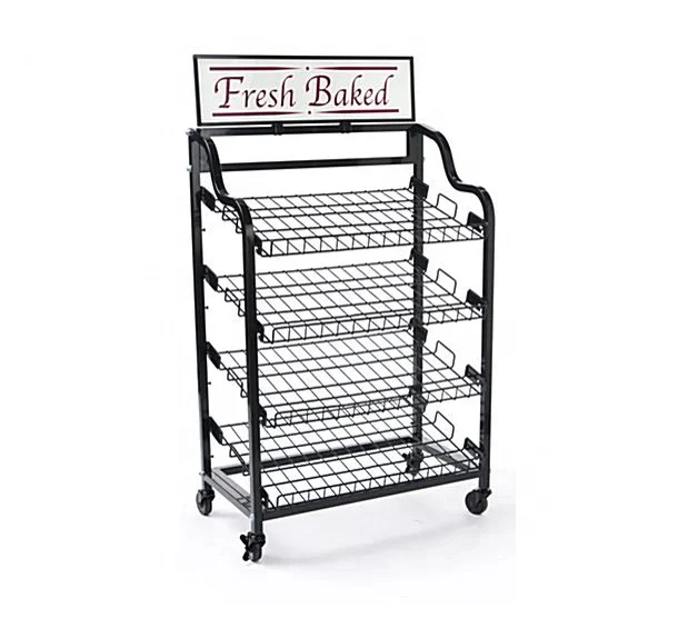 Floor Supermarket Retail Store Multi Shelves Wire Bread Rack Bakery ...