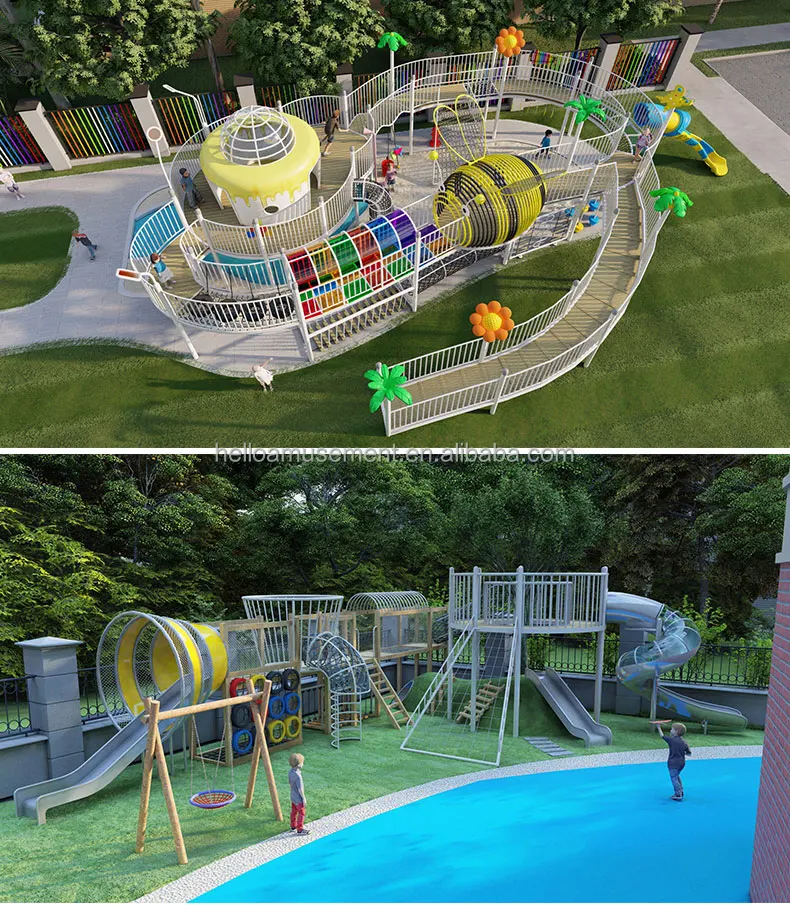 Large Outdoor Stainless Steel Combination Slide Kindergarten Connecting ...