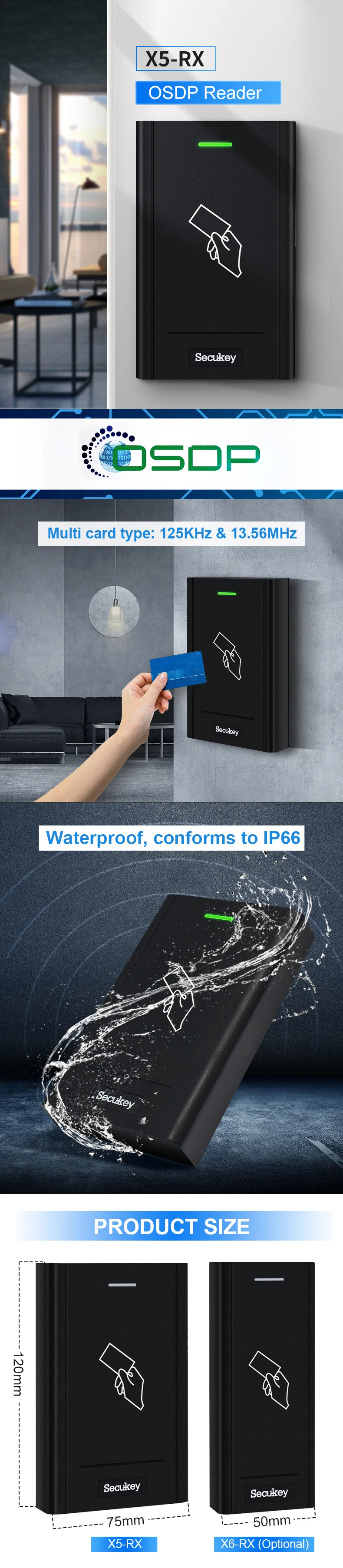 Secukey OSDP Reader - Reliable 13.56mhz & 125khz Card Reader